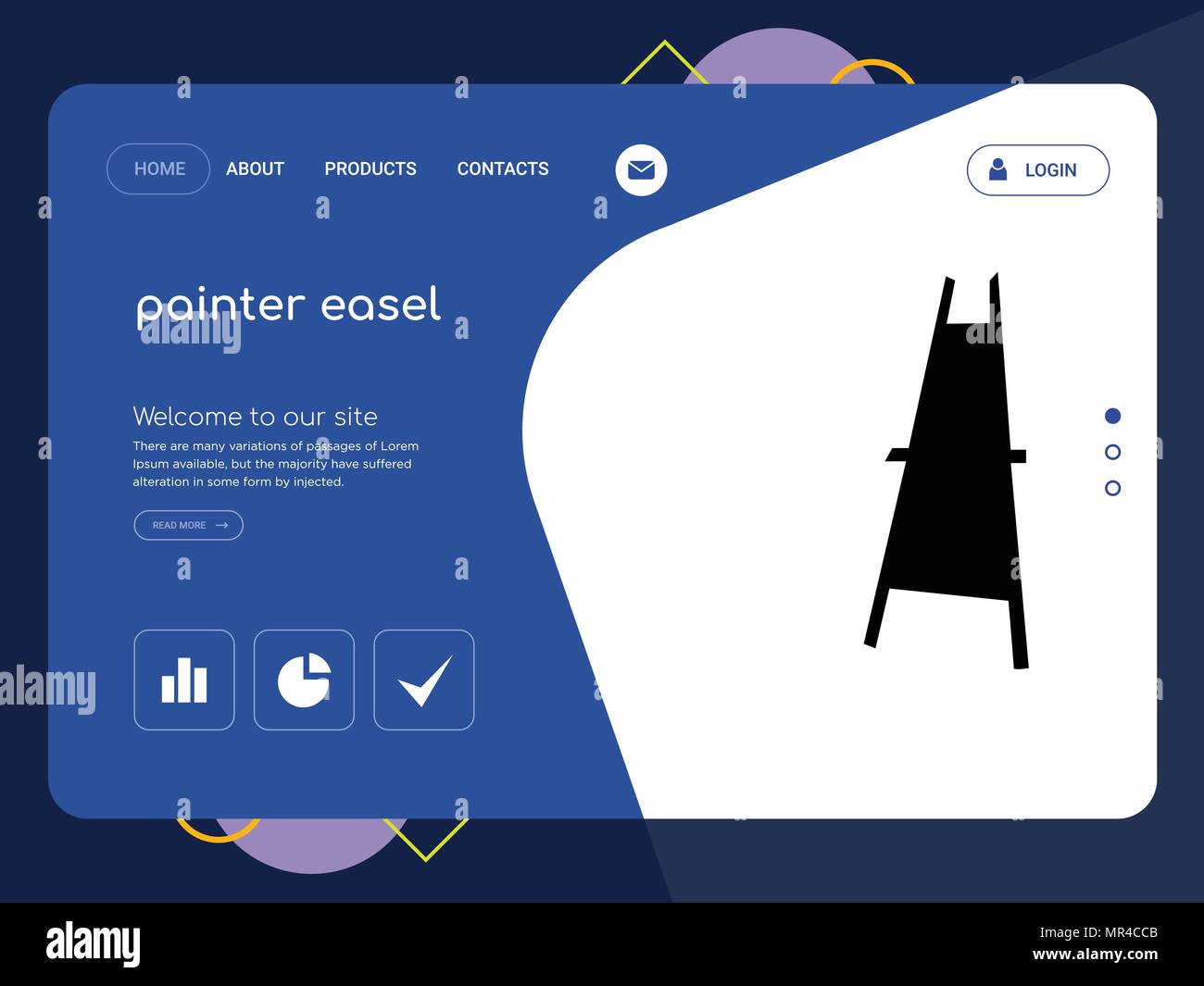 Quality One Page painter easel Website Template Vector Eps, Modern Web ...