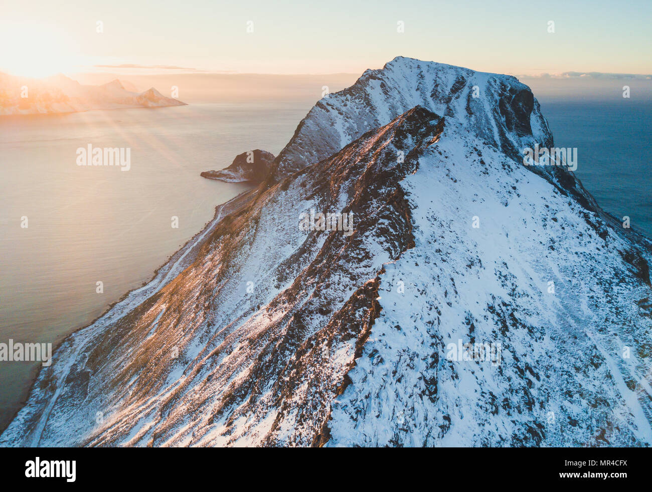 Norwegian winter sunny mountain landscape blue sky view with mountains ...