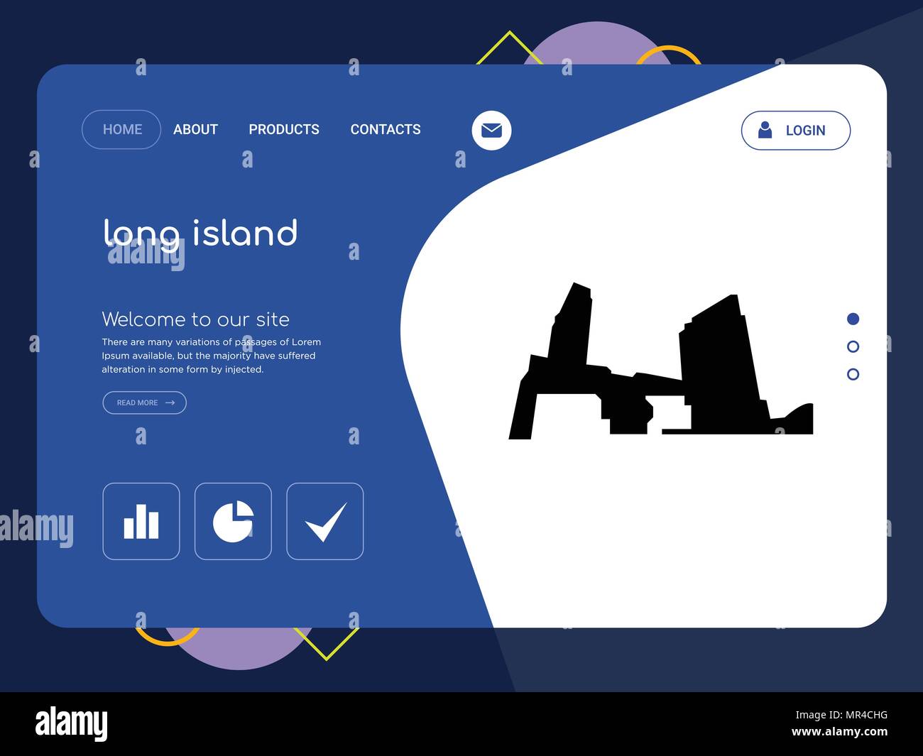 Quality One Page long island Website Template Vector Eps, Modern Web ...