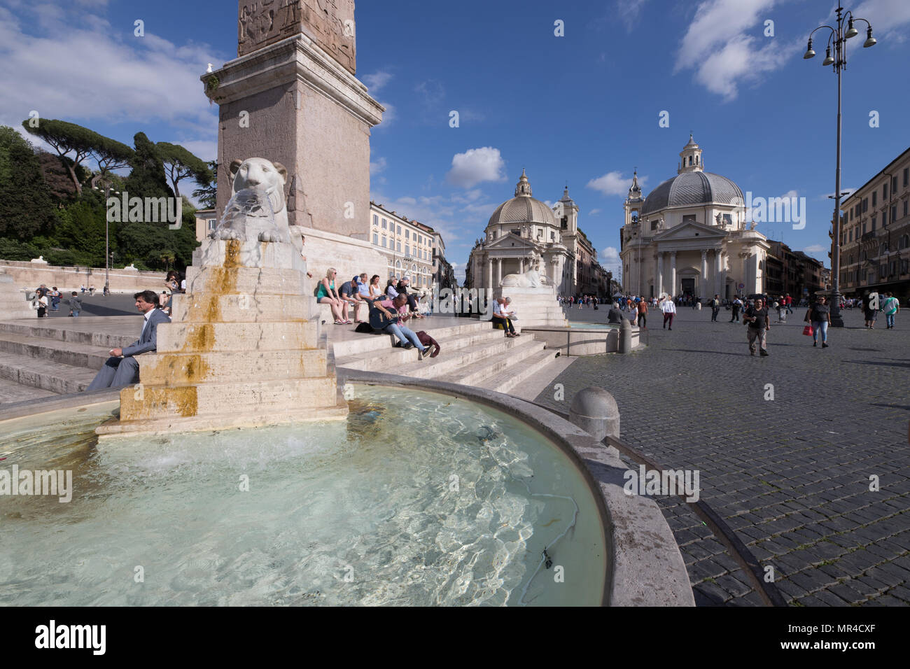 Rome Italy, Piazza del Popolo, square and Egyptian Obelisk Stock Photo ...