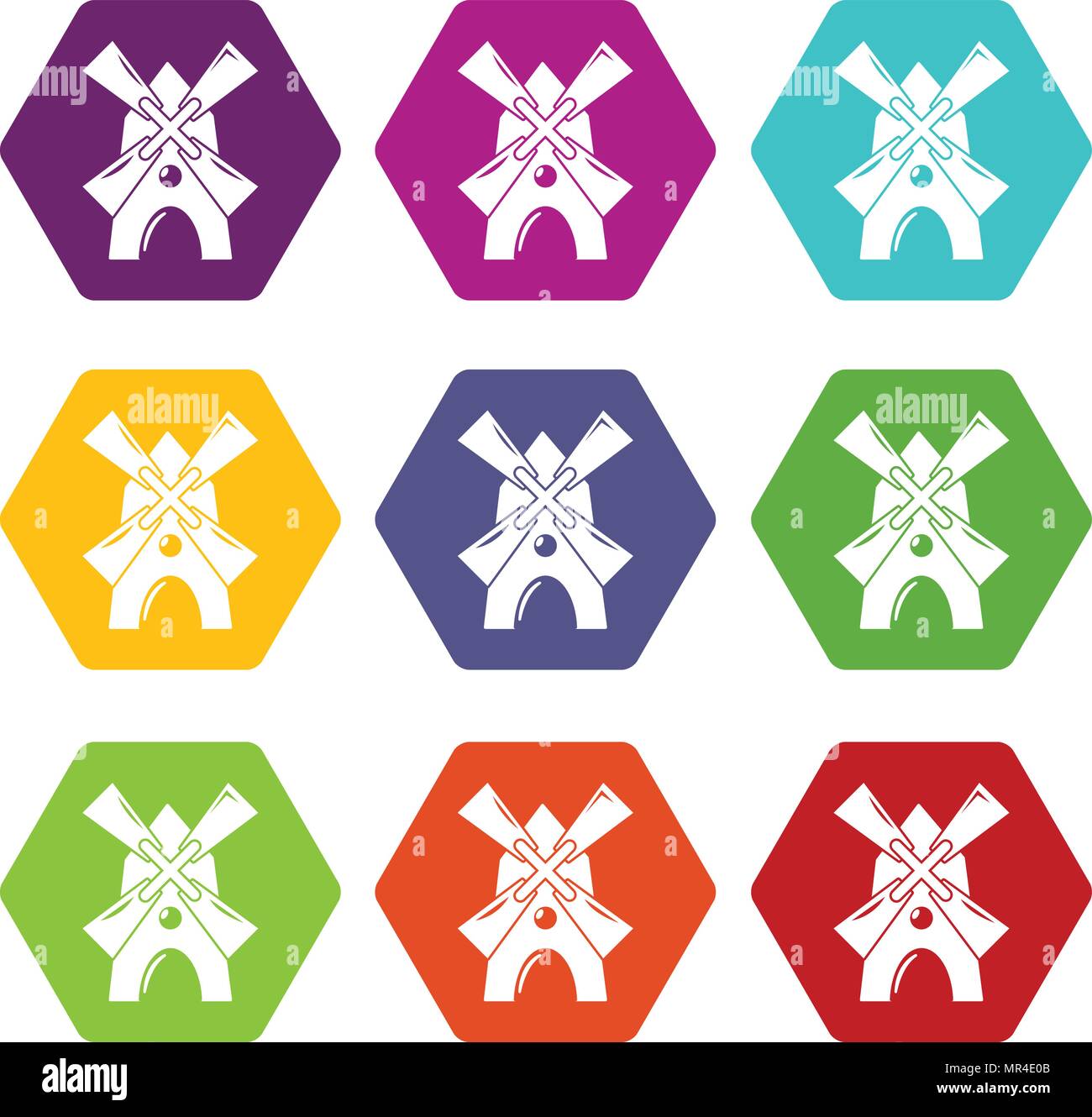 Windmill icons set 9 vector Stock Vector Image & Art - Alamy
