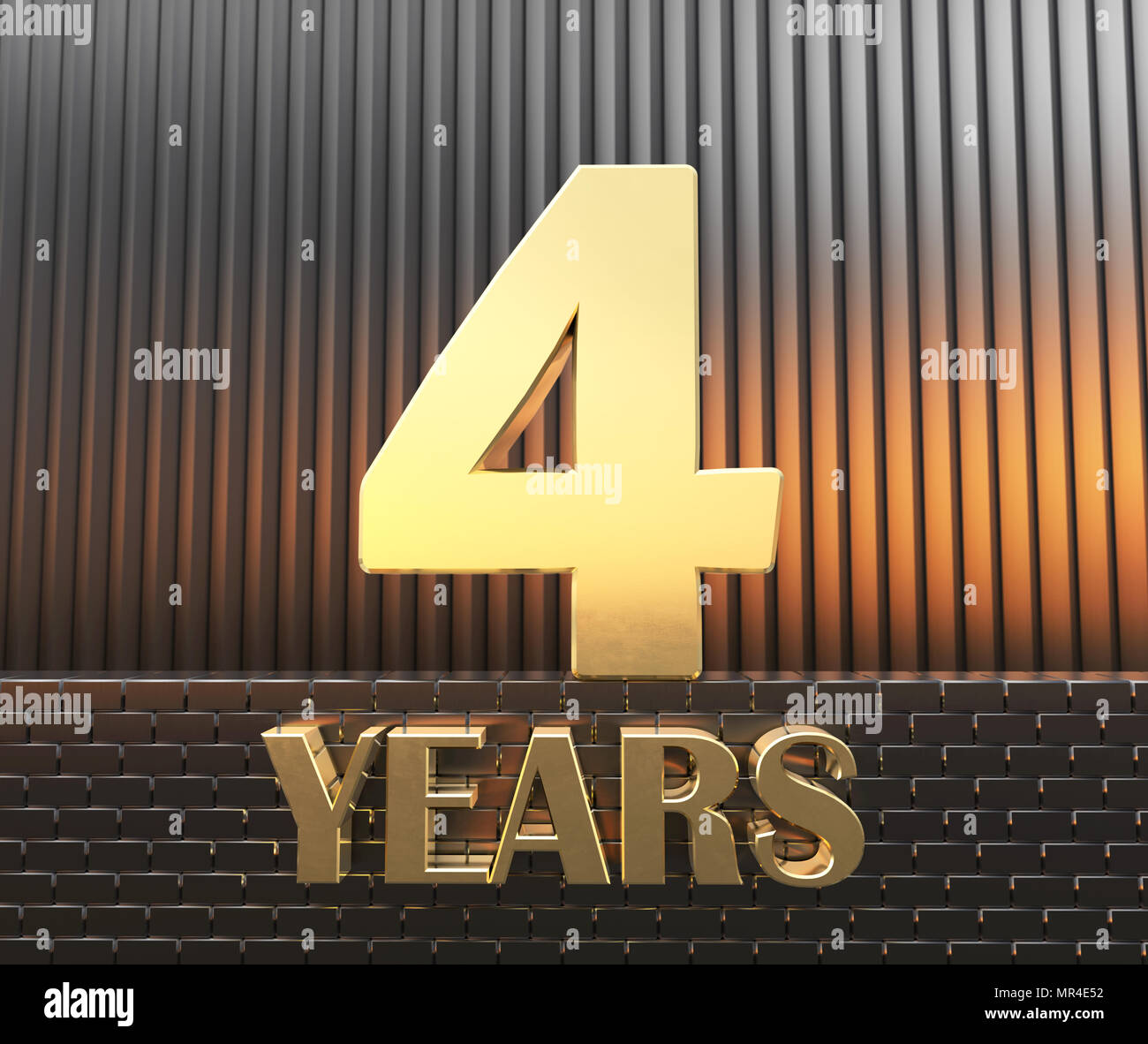 Golden number four number 4 and the word years against the background ...
