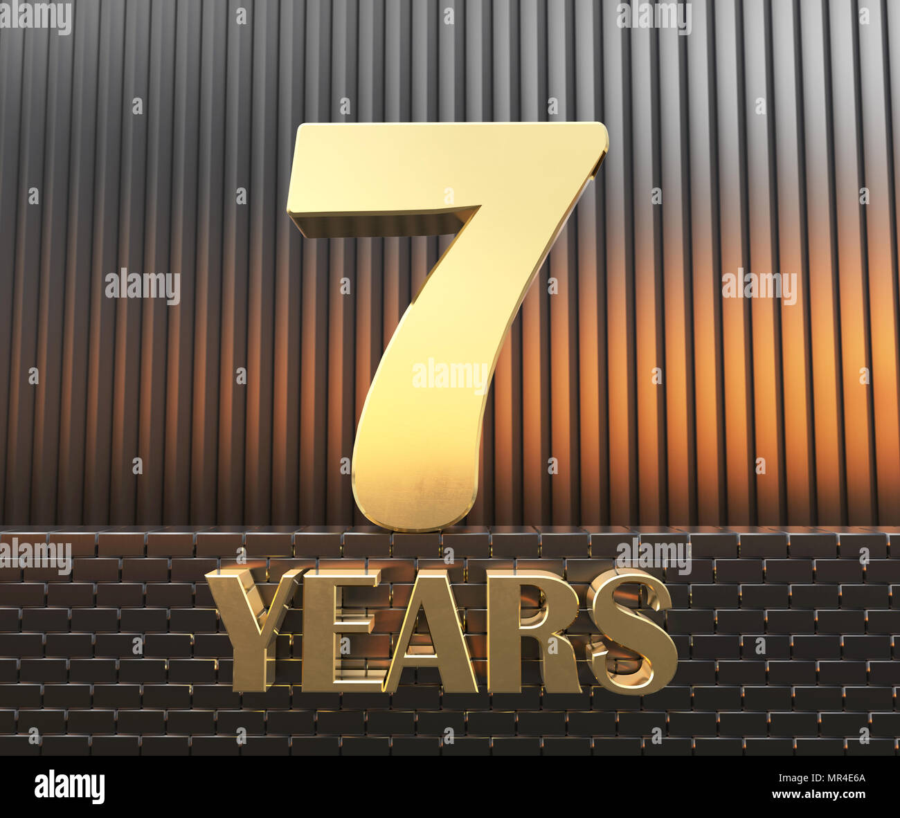Golden number seven number 7 and the word years against the background ...