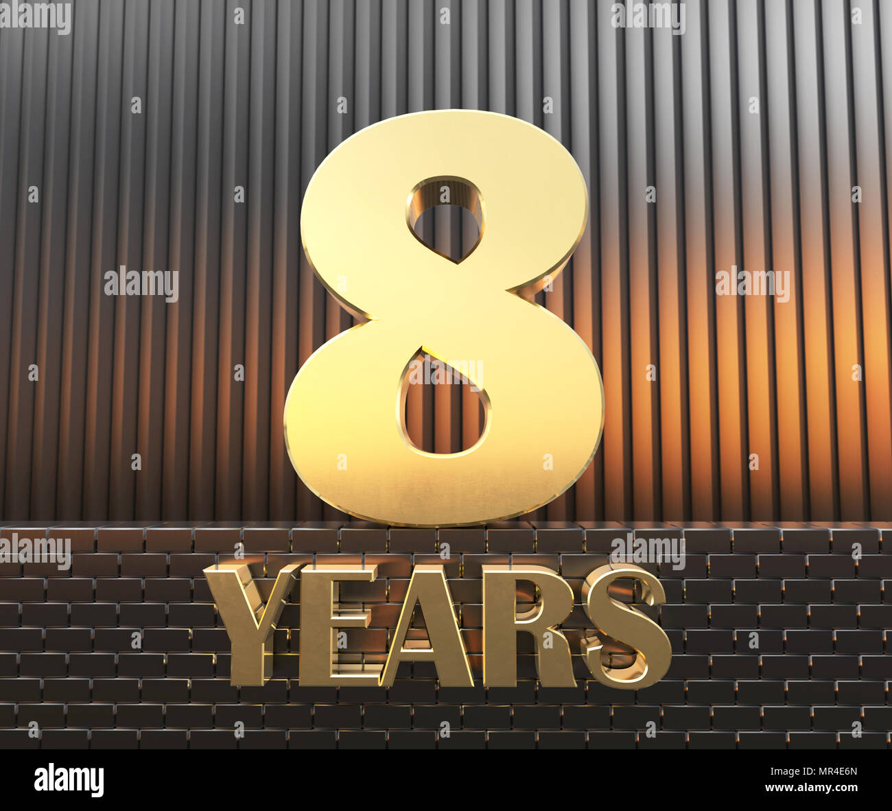 Golden number eight number 8 and the word years against the background ...