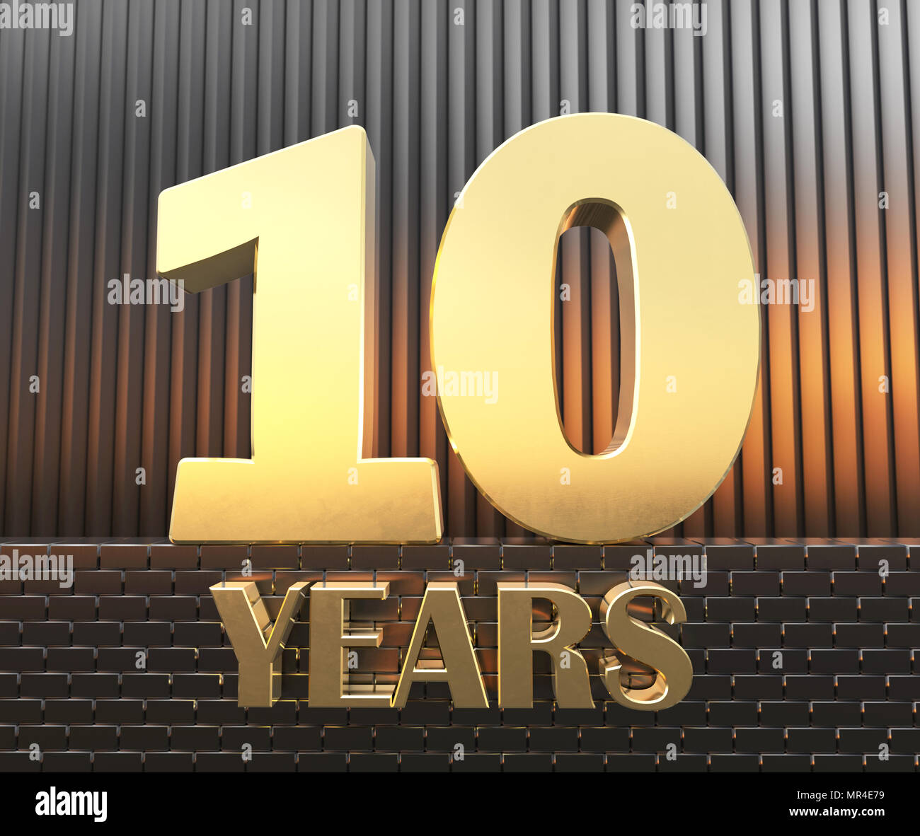 Golden number ten number 10 and the word years against the background ...