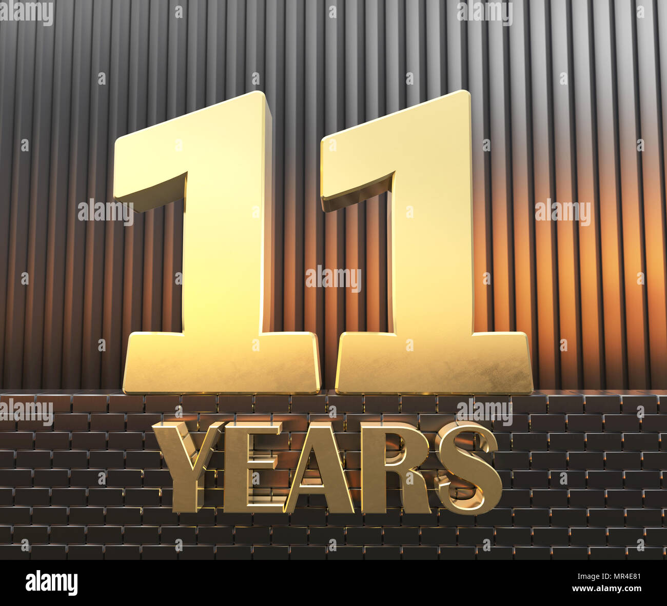Golden number eleven number 11 and the word years against the ...