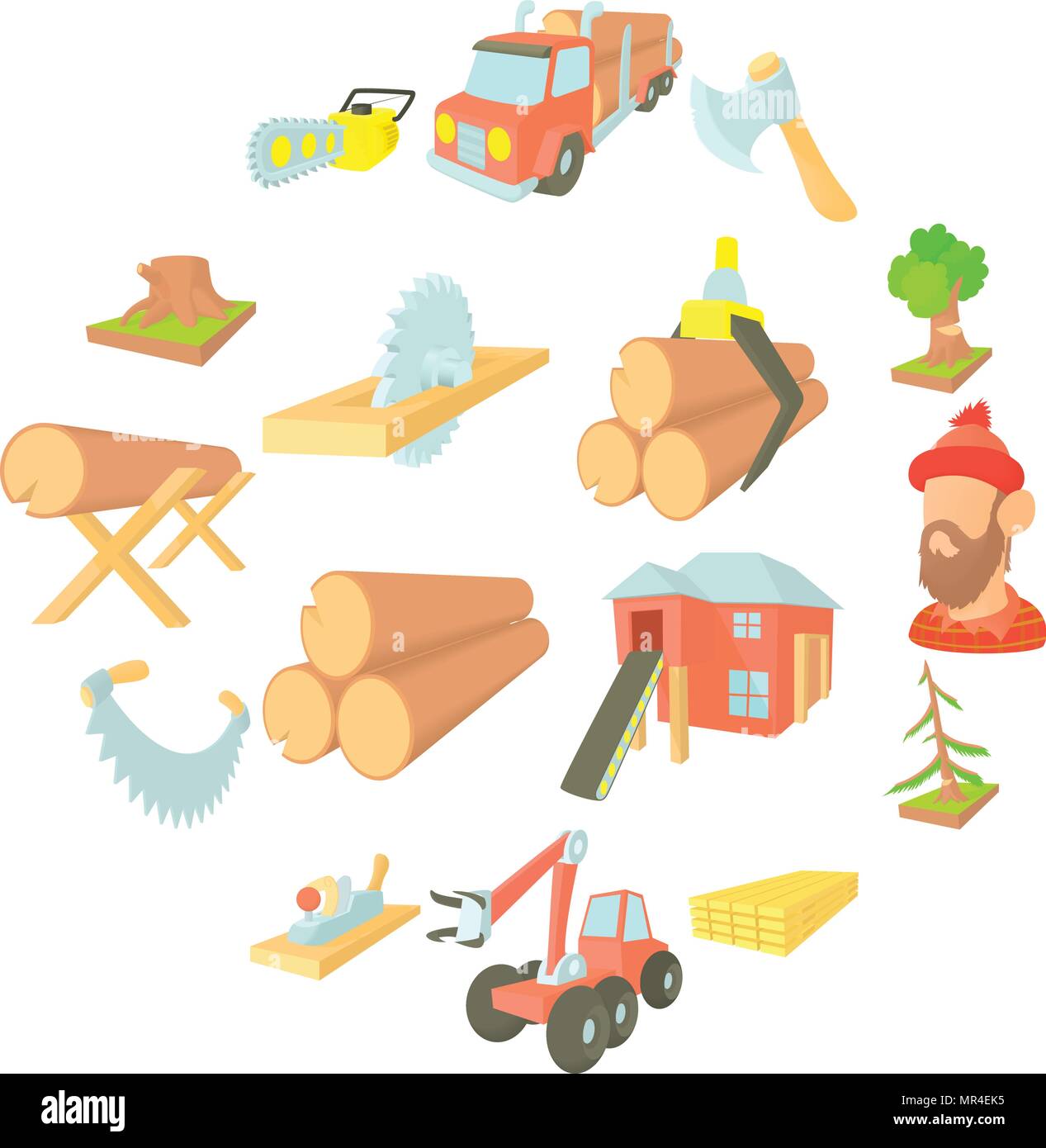 Timber industry icons set, cartoon ctyle Stock Vector Image & Art - Alamy