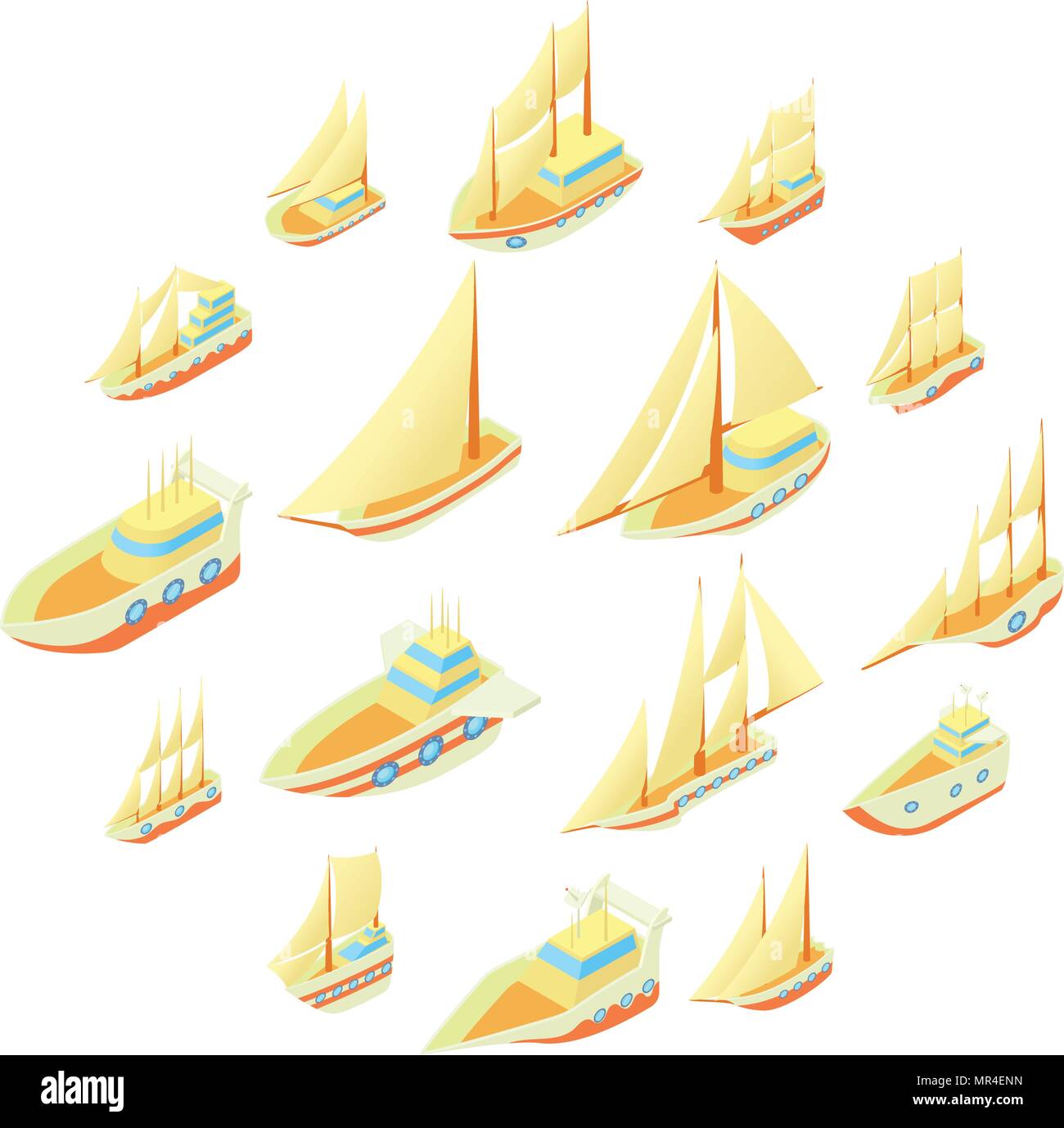 Sailing ship icons set, cartoon style Stock Vector Image & Art - Alamy
