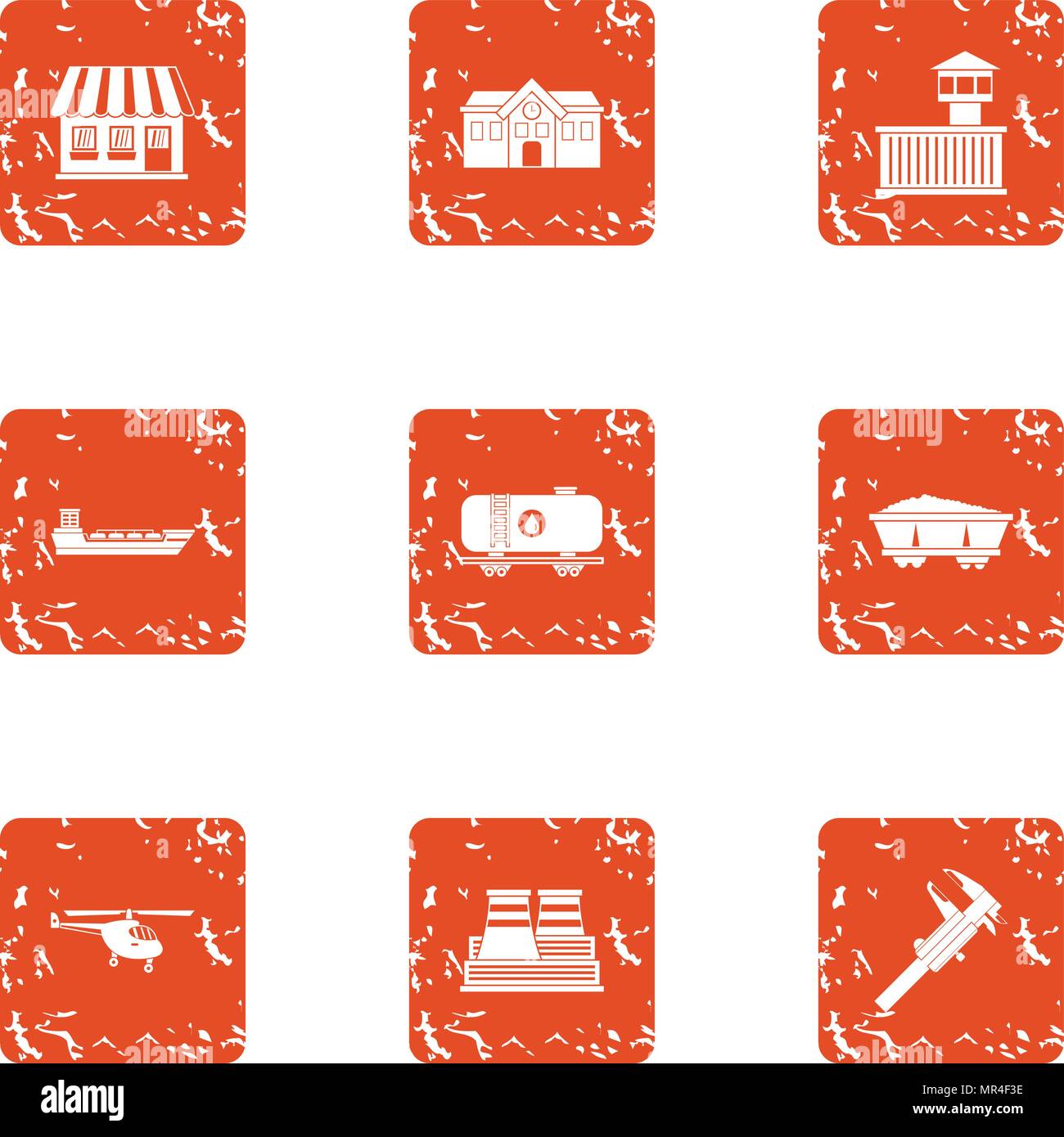 Industrial complex icons set, grunge style Stock Vector Image & Art - Alamy