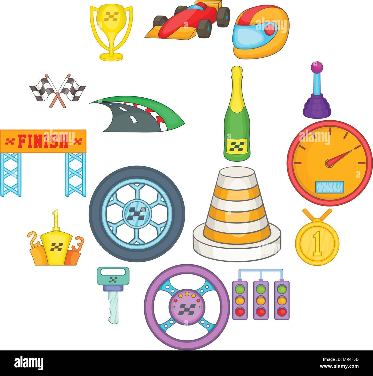 Car racing icons set, cartoon style Stock Vector Image & Art - Alamy