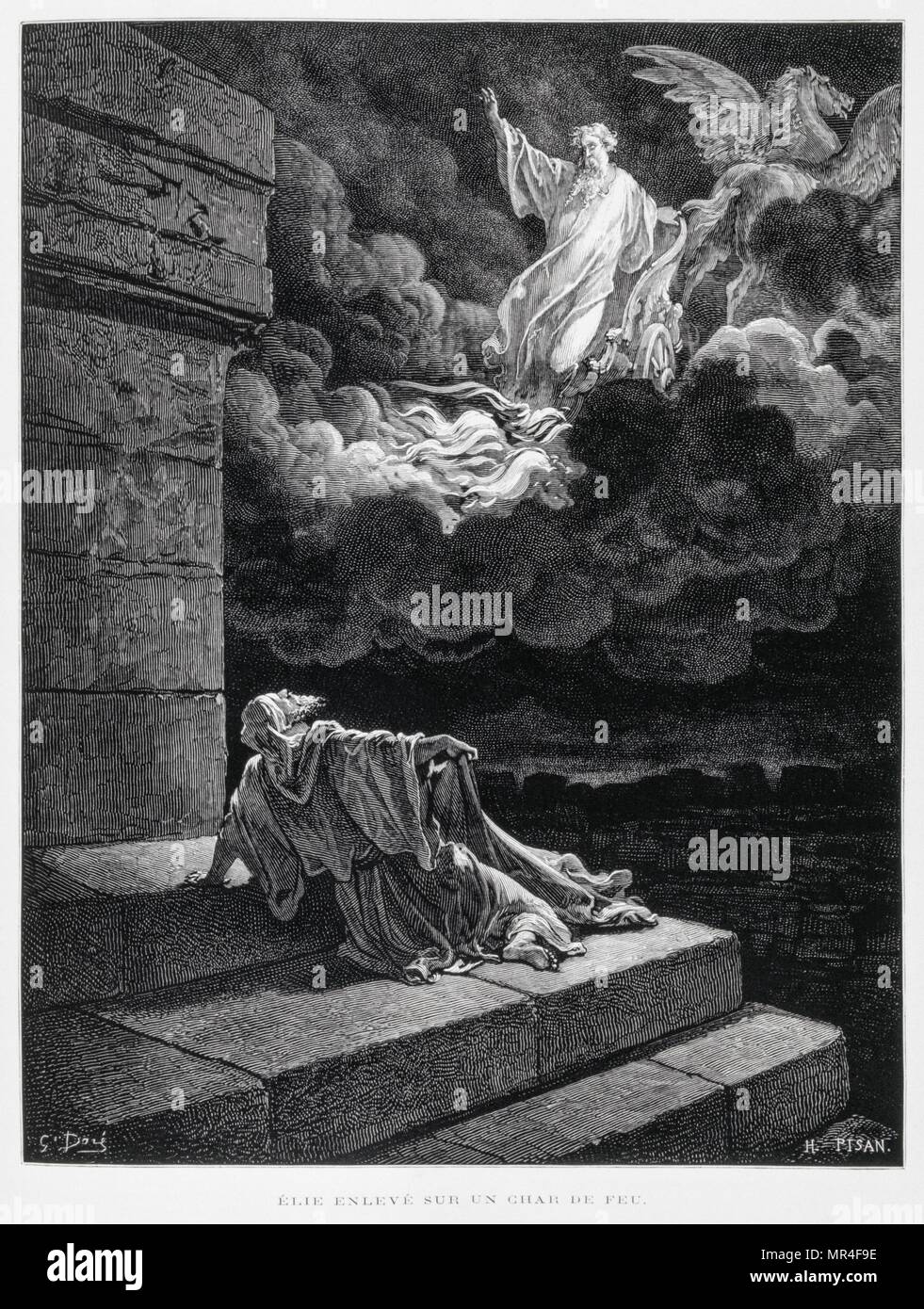 Elijah ascending into heaven in fiery chariot hi-res stock photography ...