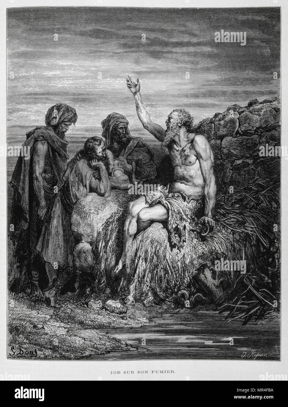 Job Speaks with His Friends (Job on his manure), Illustration from the ...