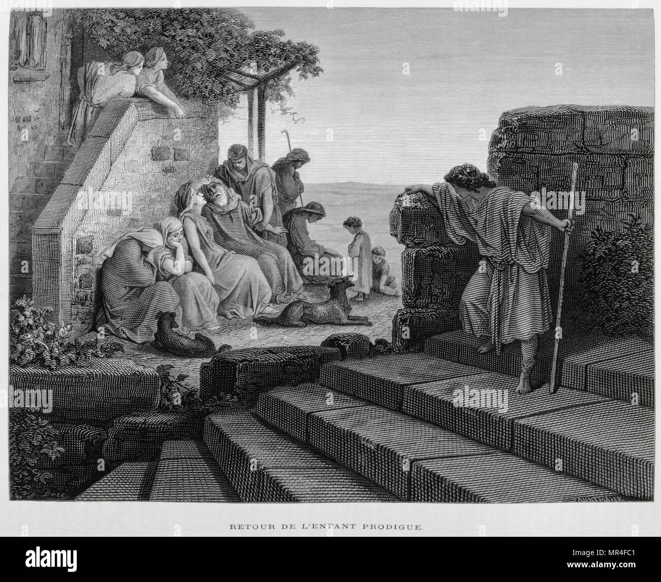The return of the prodigal son, Illustration from the Dore Bible 1866 ...