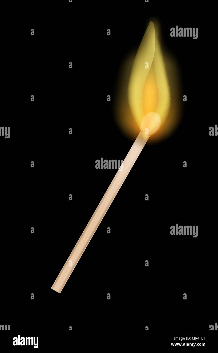 Burning match stick mockup, realistic style Stock Vector Image & Art ...