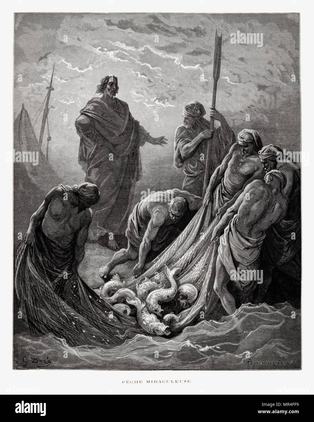 Jesus and the miraculous catch of fish hi-res stock photography and ...