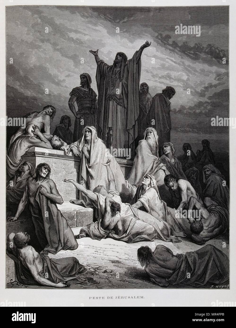 The Plague strikes in Jerusalem, Illustration from the Dore Bible 1866 ...