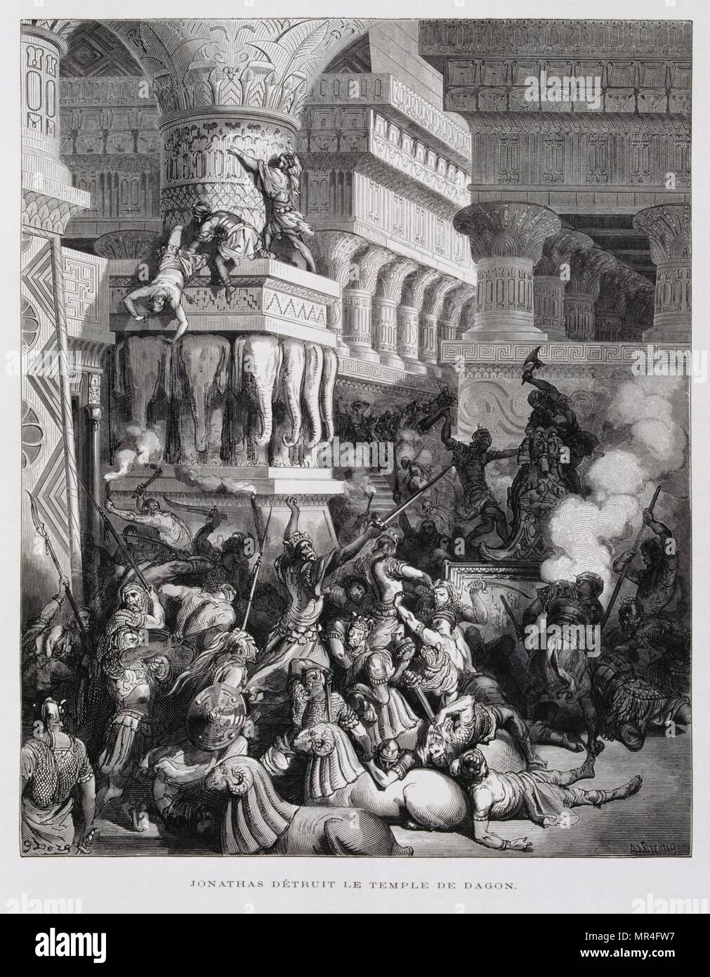 Jonathan Maccabee destroys the Temple of Dagon, Illustration from the ...