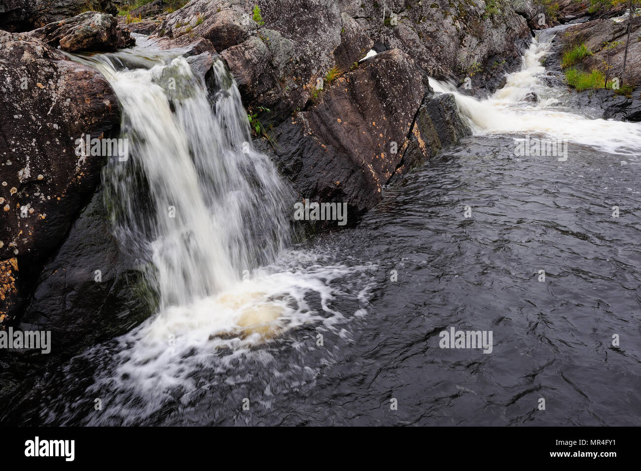 The power of three waterfalls, autumn, hylstroemmen, sweden Stock Photo ...
