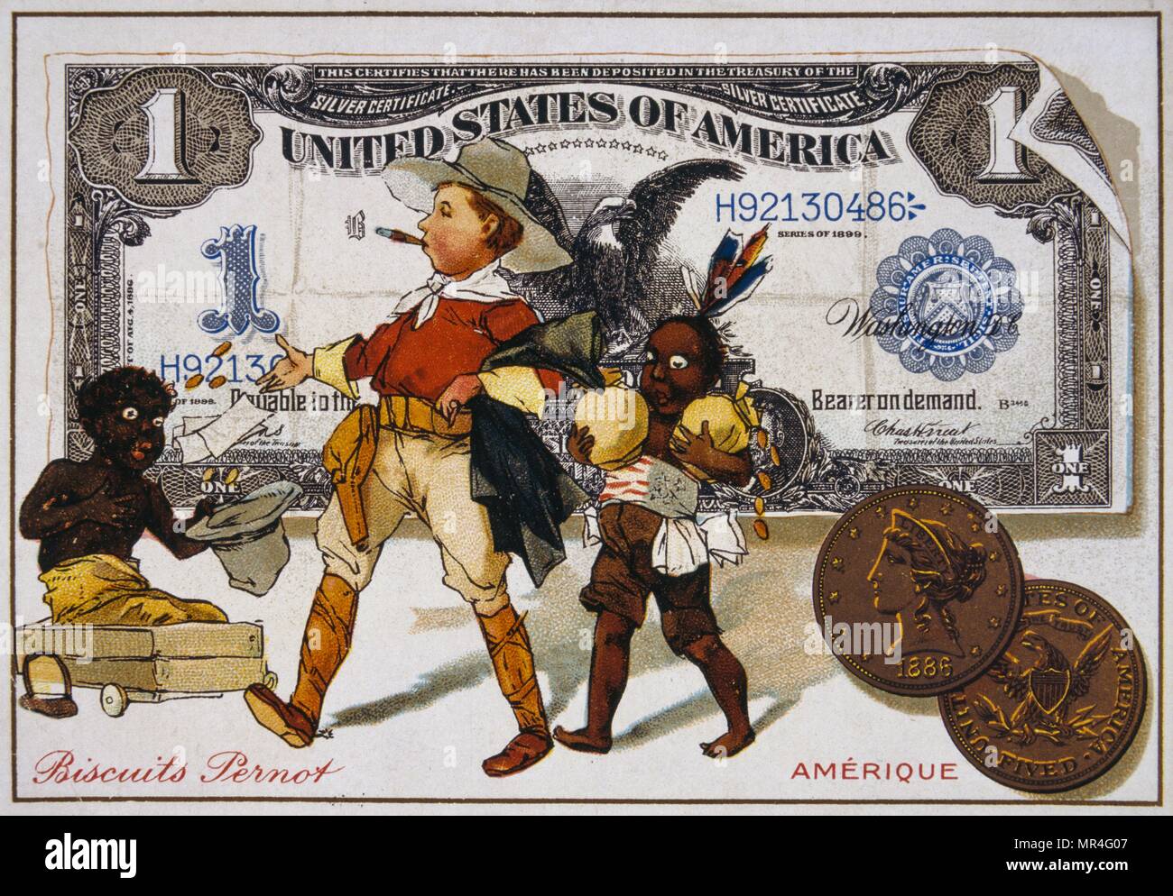 French postcard of 1900 depicting an American cowboy followed by an ...