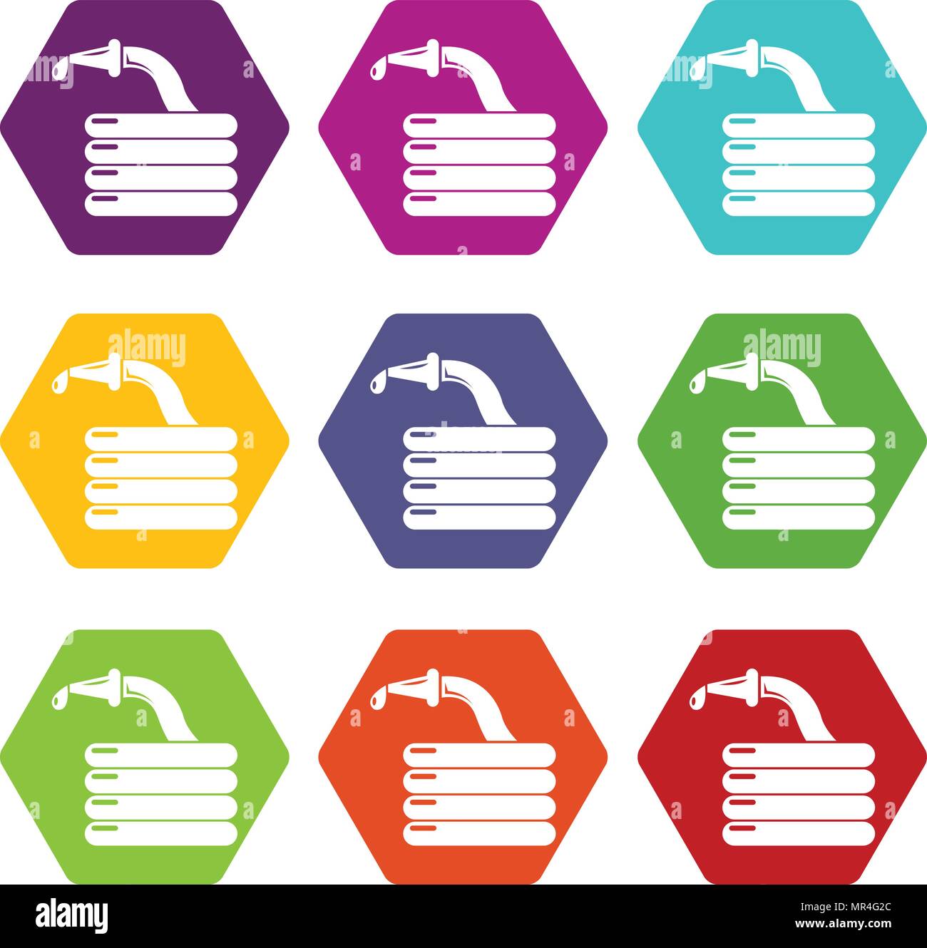 Water hose icons set 9 vector Stock Vector Image & Art - Alamy