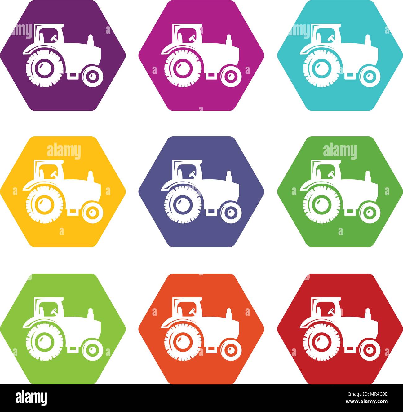 Tractor icons set 9 vector Stock Vector Image & Art - Alamy