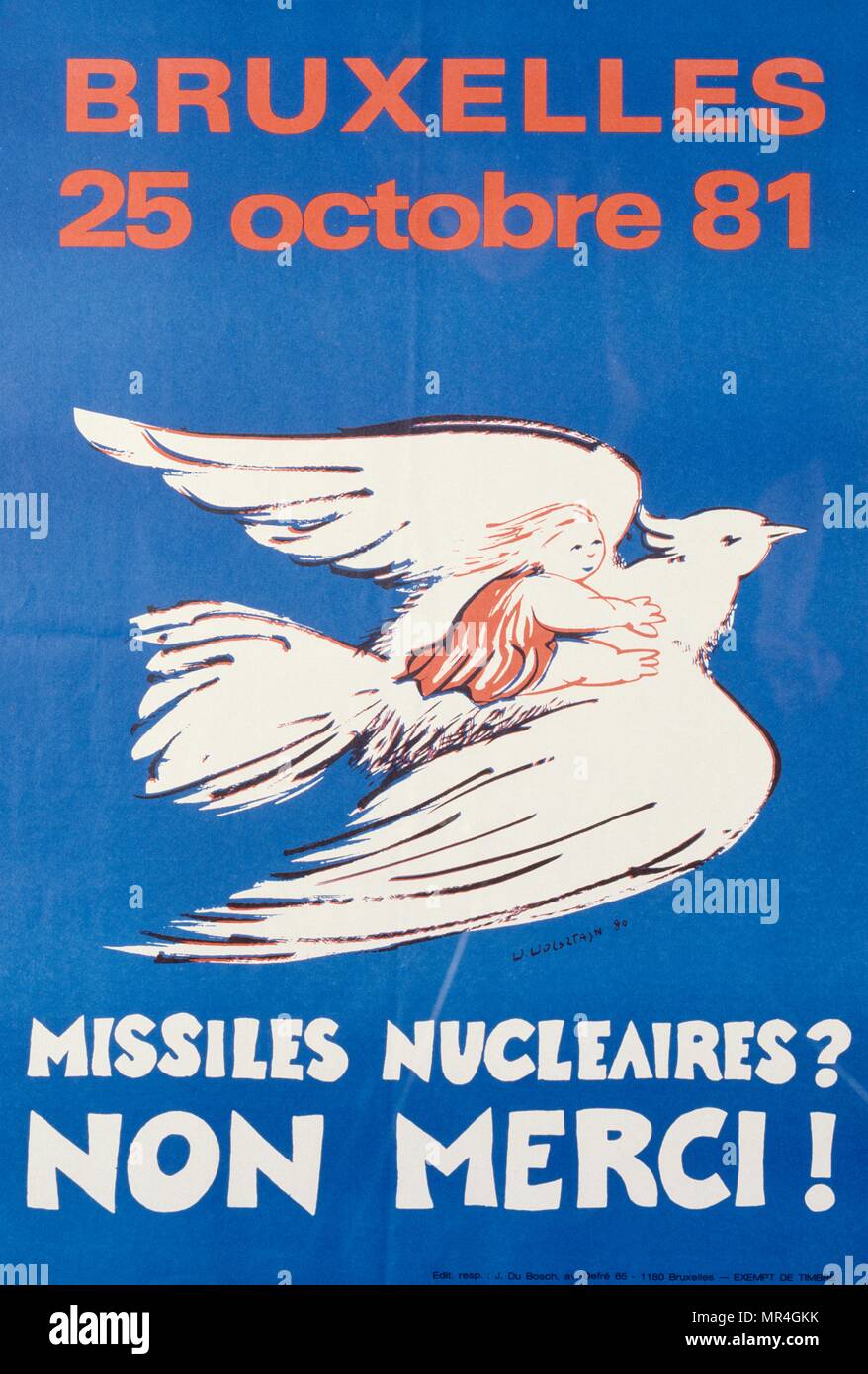 Belgian anti nuclear weapons peace poster 1981 hi-res stock photography ...