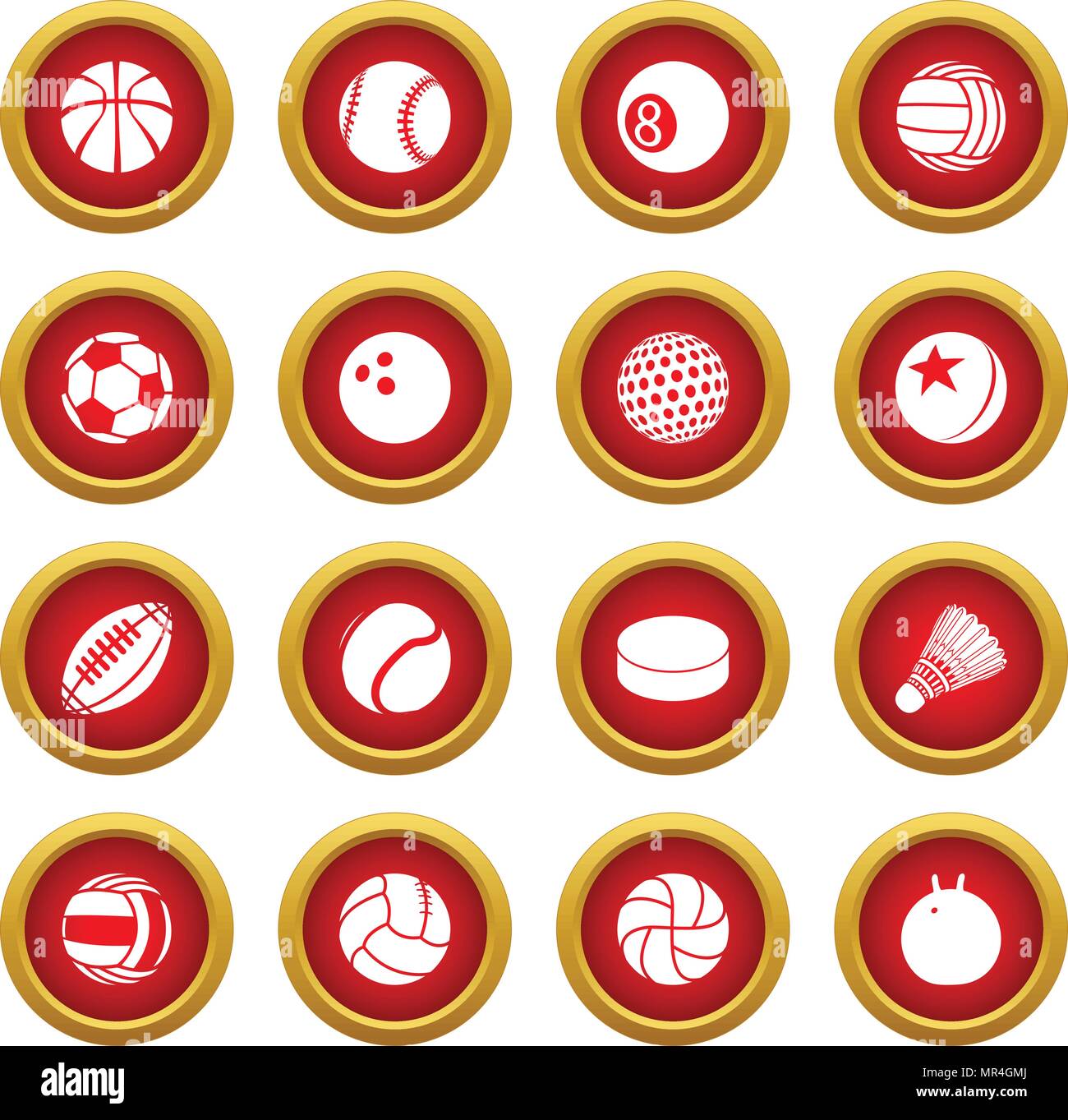 Sport balls icons set play types, simple style Stock Vector Image & Art ...
