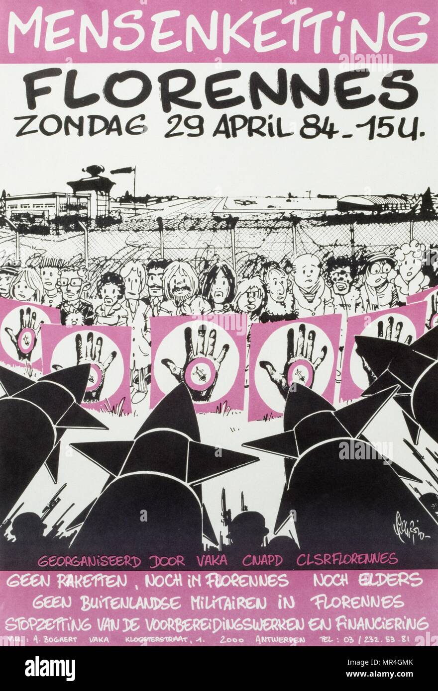 Human chain' Dutch anti-nuclear weapons peace poster 1981, produced ...