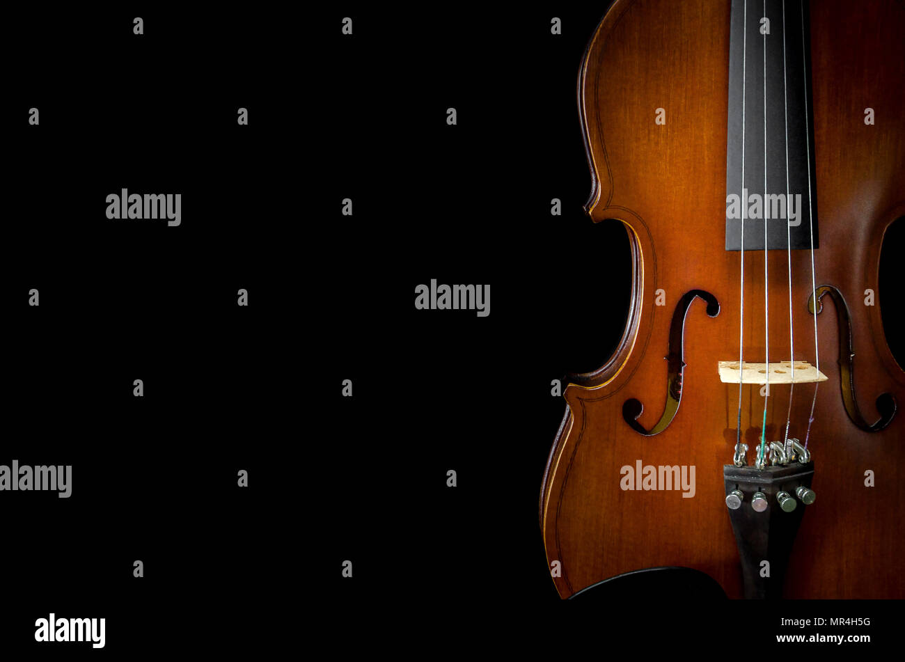 The violin on black background for isolated with clipping path, Close ...