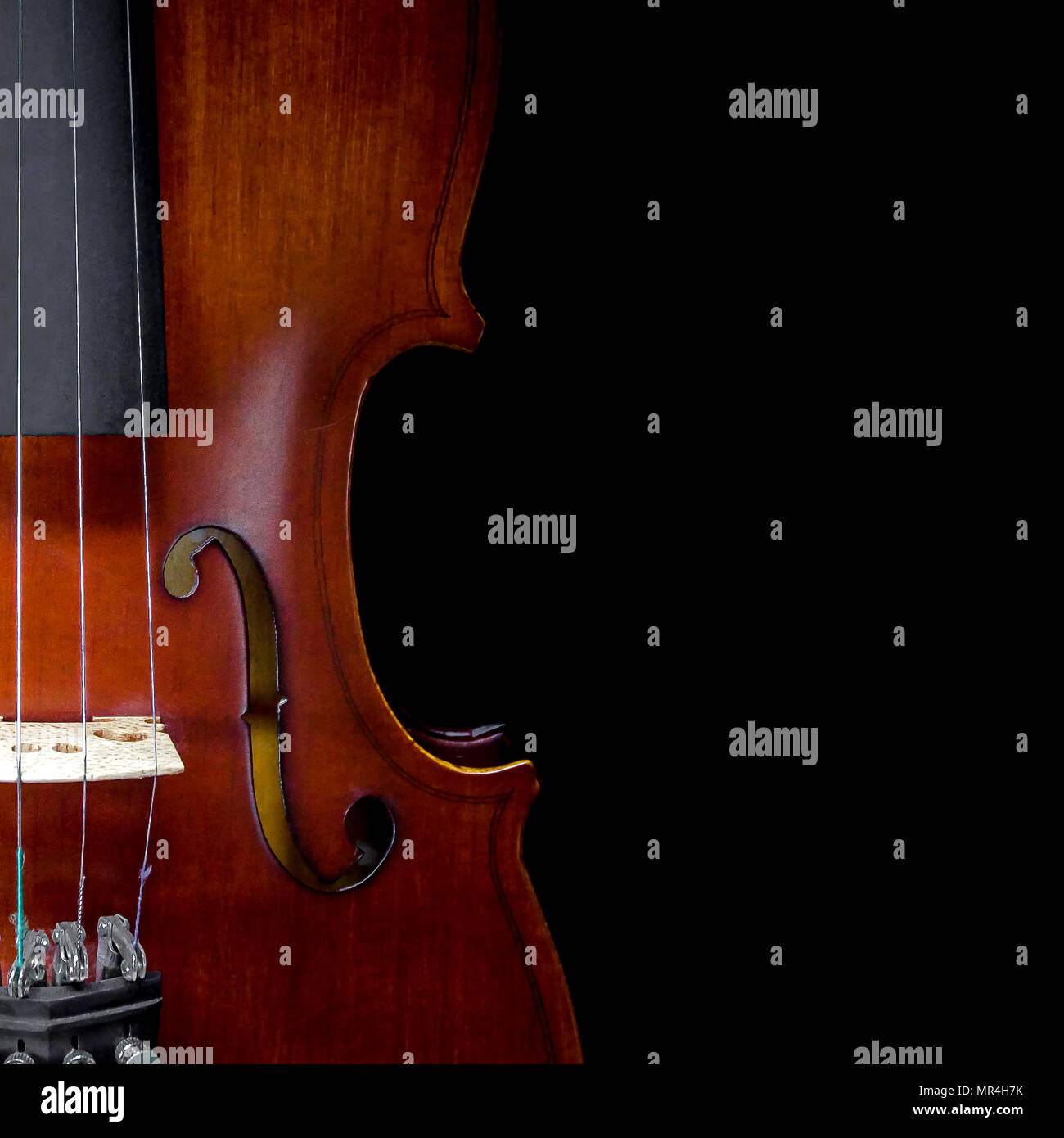 The violin on black background for isolated with clipping path, Close ...