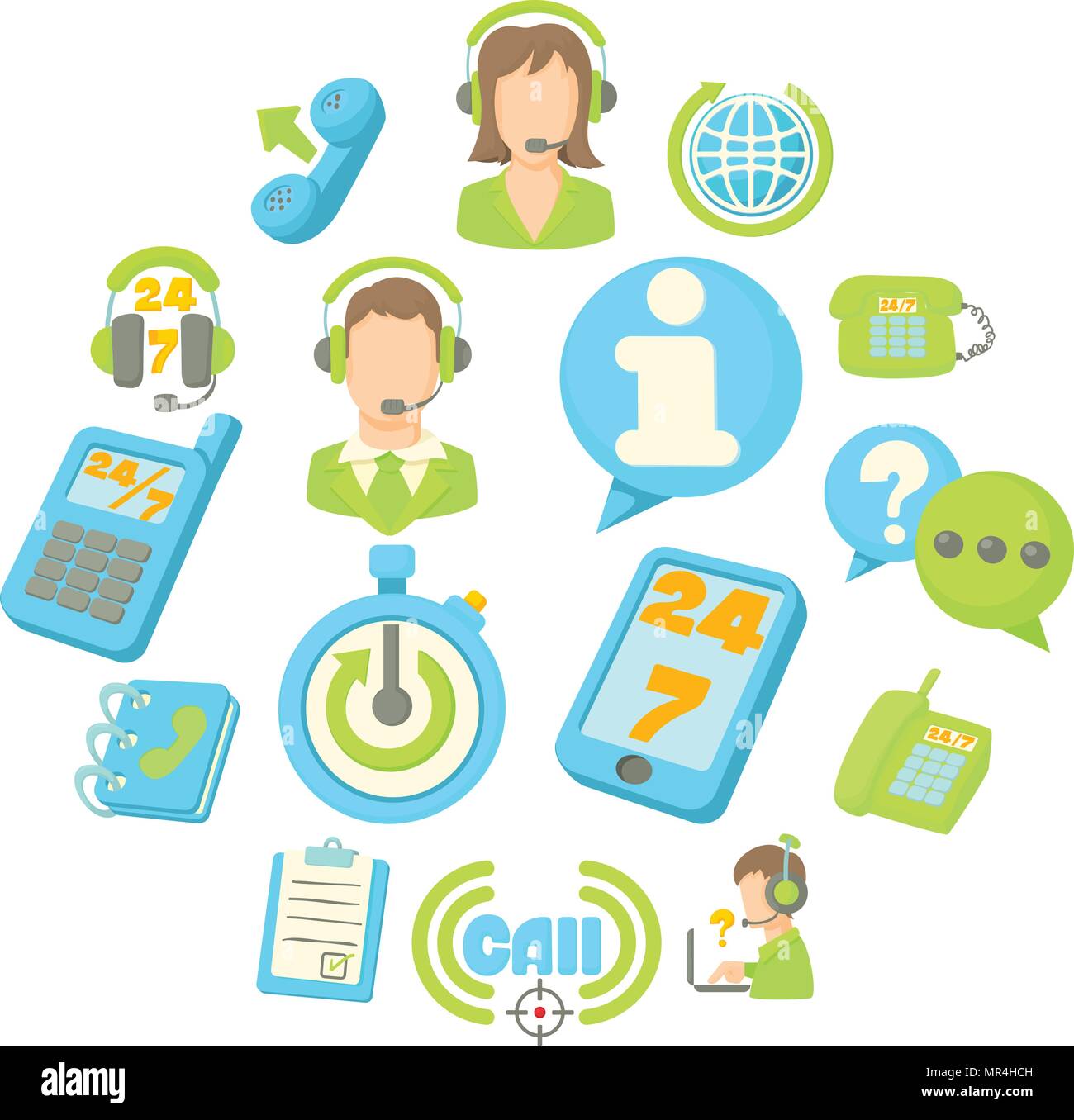 Call center items icons set, cartoon style Stock Vector Image & Art - Alamy