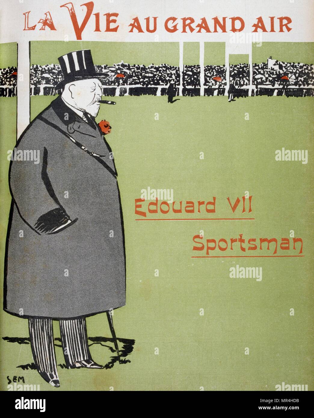 Caricature of King Edward VII of Great Britain at the Horseracing 1903 ...