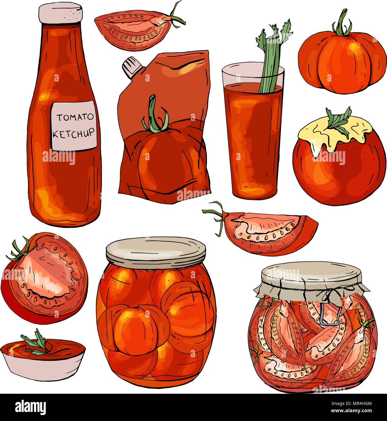 Green tomatoes on garden Stock Vector Images - Alamy