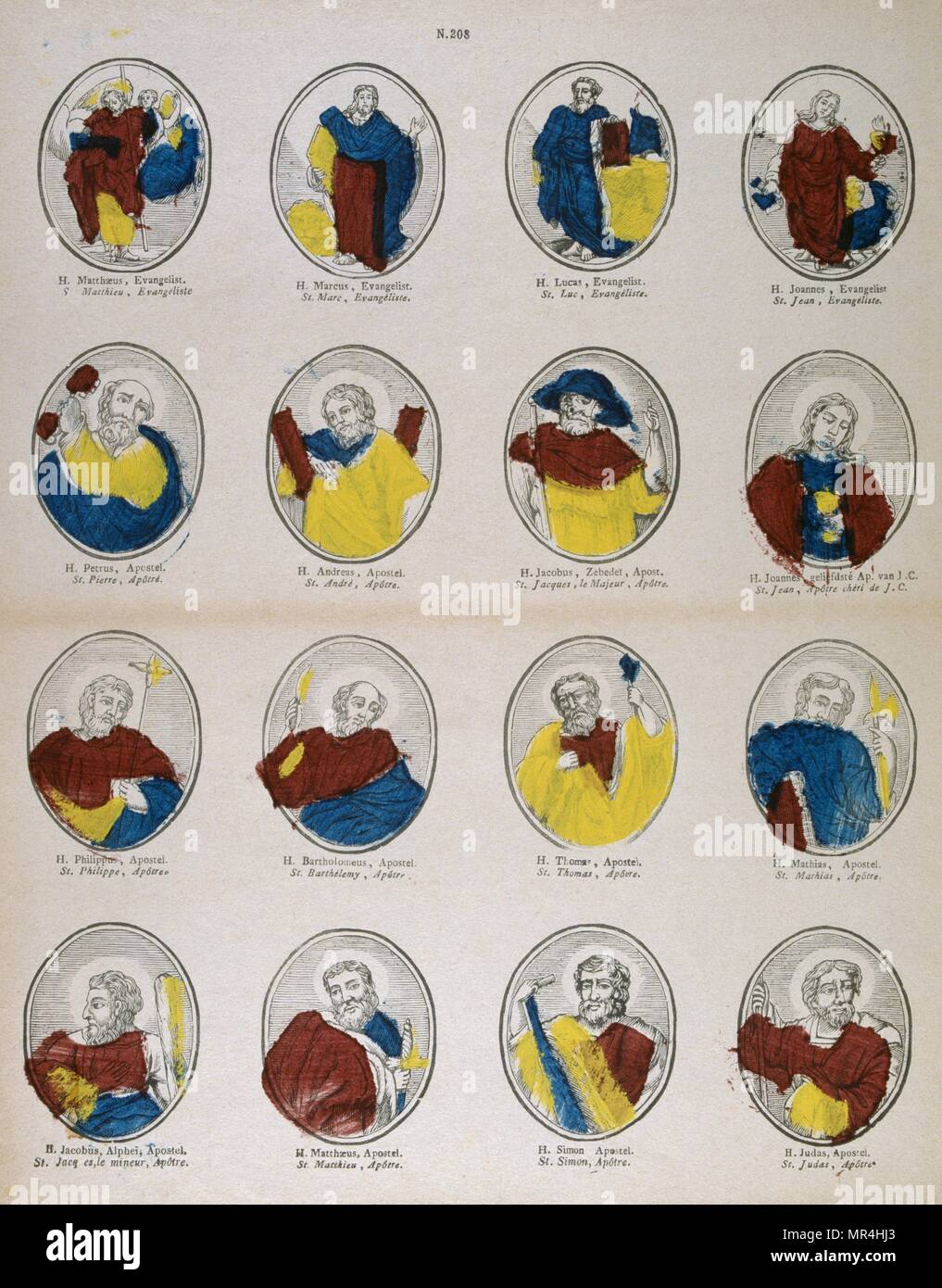 Dutch illustrated portraits of the apostles of Jesus Christ Stock Photo ...