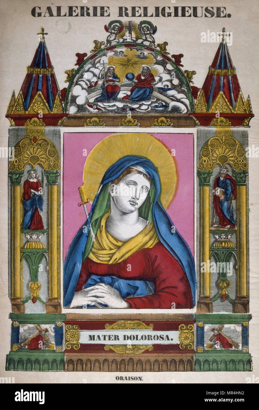 French 19th century, coloured illustration showing the Virgin Mary ... French 19th century, coloured illustration showing the Virgin Mary ...