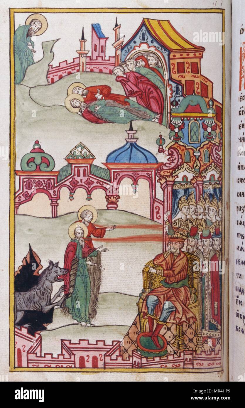 Russian Orthodox miniature depicting the Apocalypse of Saint John ...