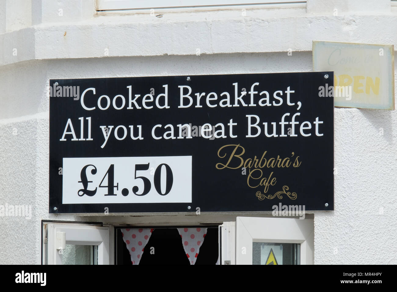 Cafe offering all you can eat breakfast buffet Stock Photo - Alamy