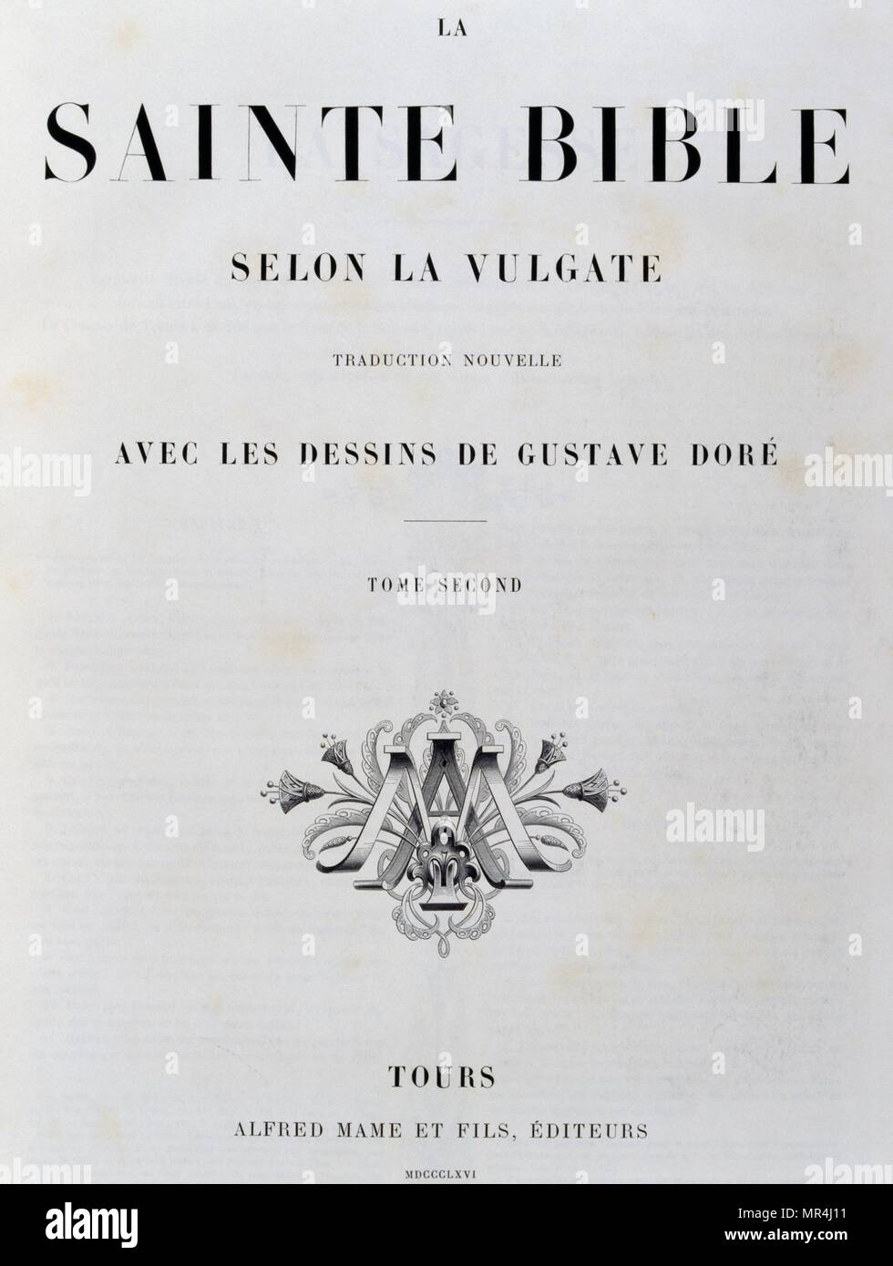 Title page of the Holy Bible, 1866, with illustration engravings, by ...