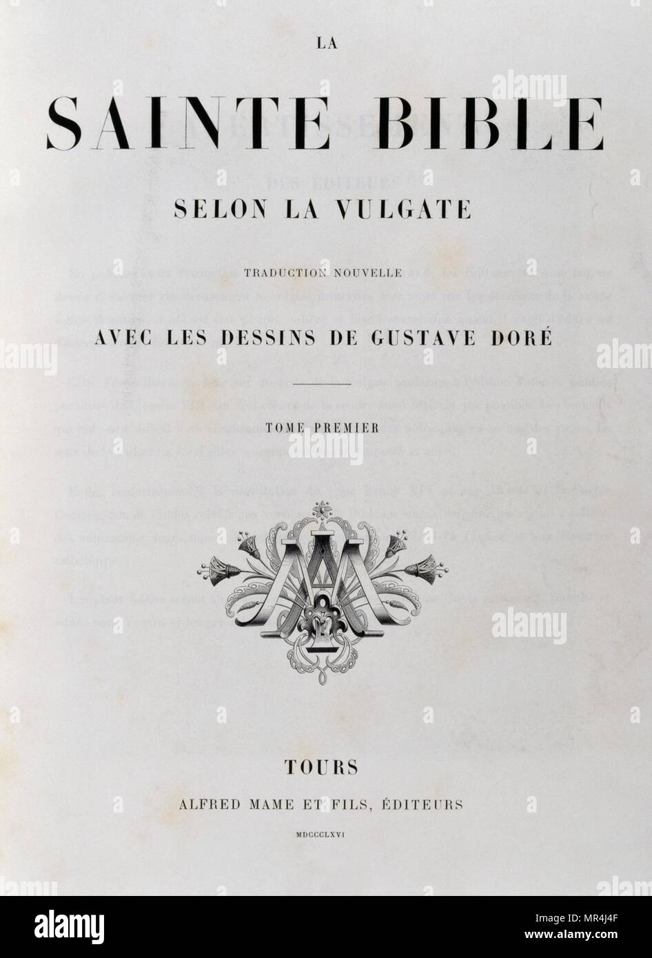 Title page of the French 1866 Bible, illustrated by Gustave Dore (1832 ...