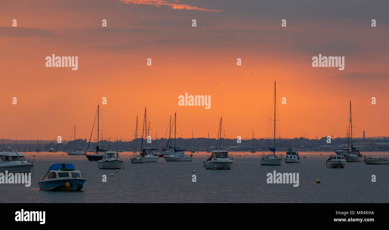 Sunset over Poole Harbour Stock Photo - Alamy