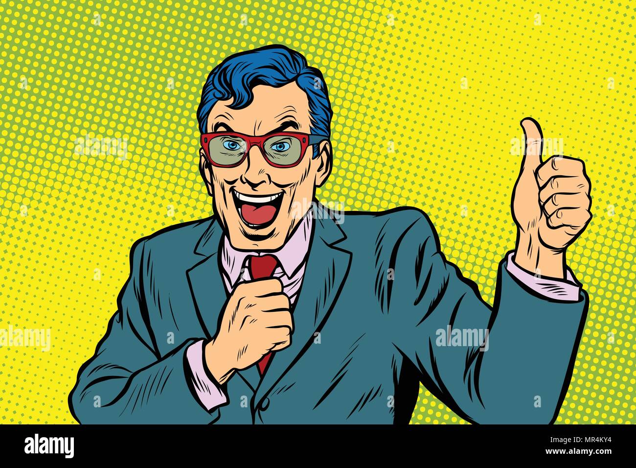Happy guy pointing finger Stock Vector Images - Alamy