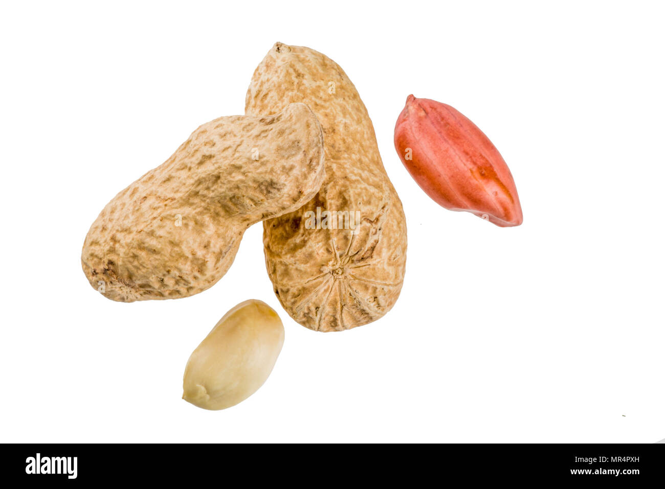 Whole and open peanut nuts isolated on a white background Stock Photo ...