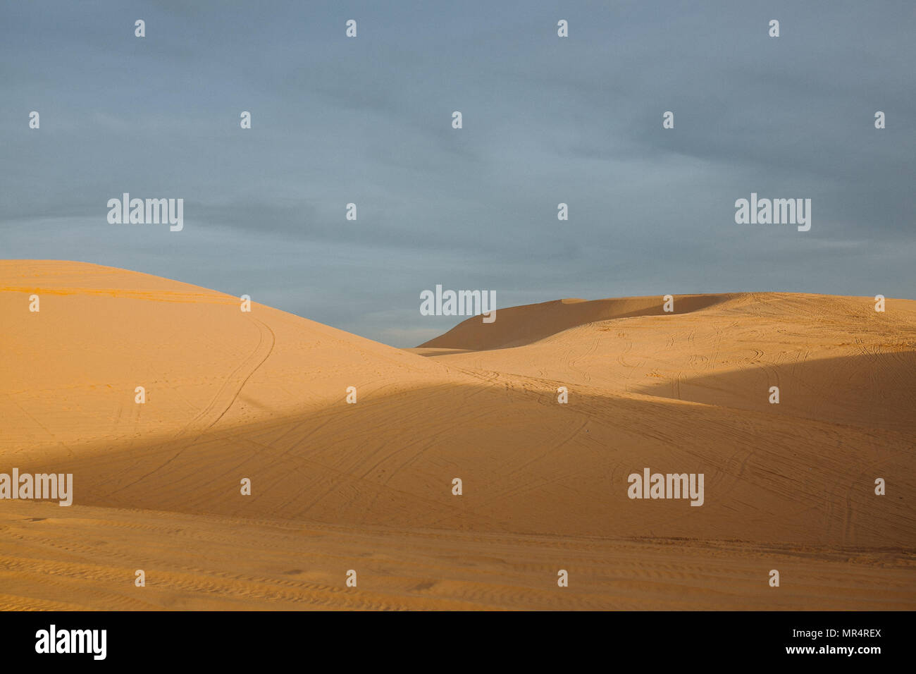 amazing landscape with beautiful sand dunes in desert near Mui Ne ...
