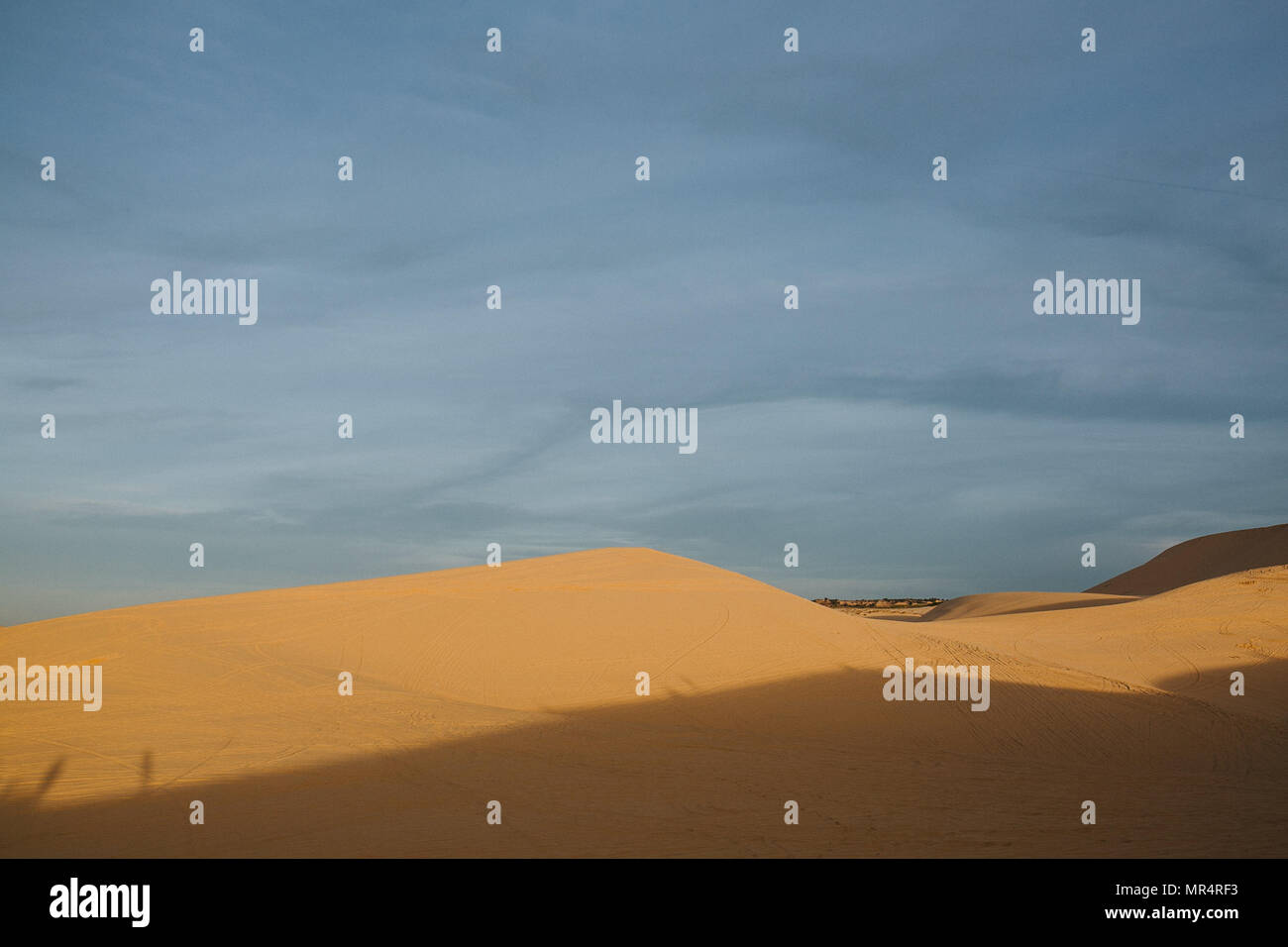 amazing landscape with beautiful sand dunes in desert near Mui Ne ...