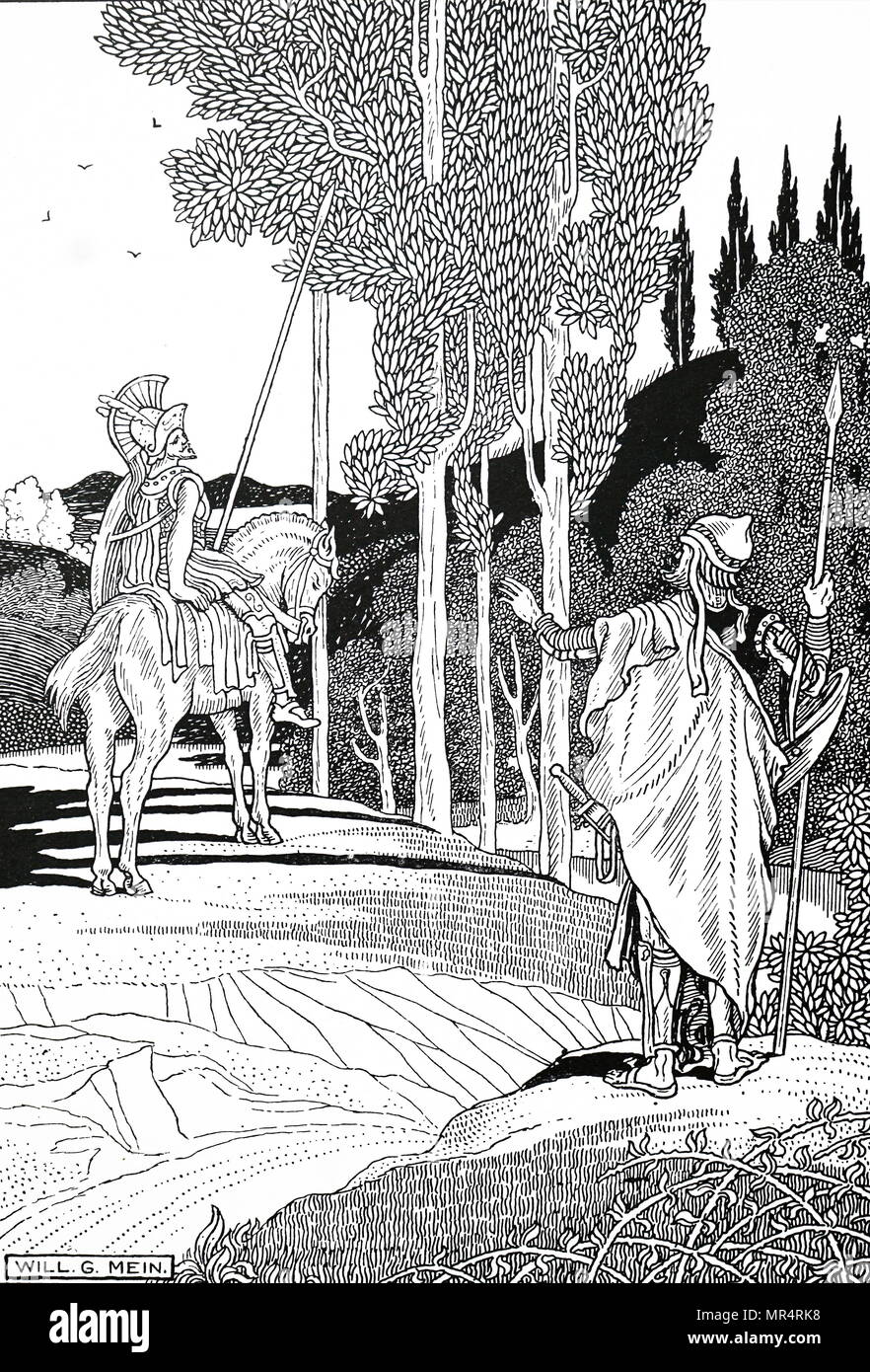 Engraving depicting Agis I king of Sparta and eponym of the Agiad ...