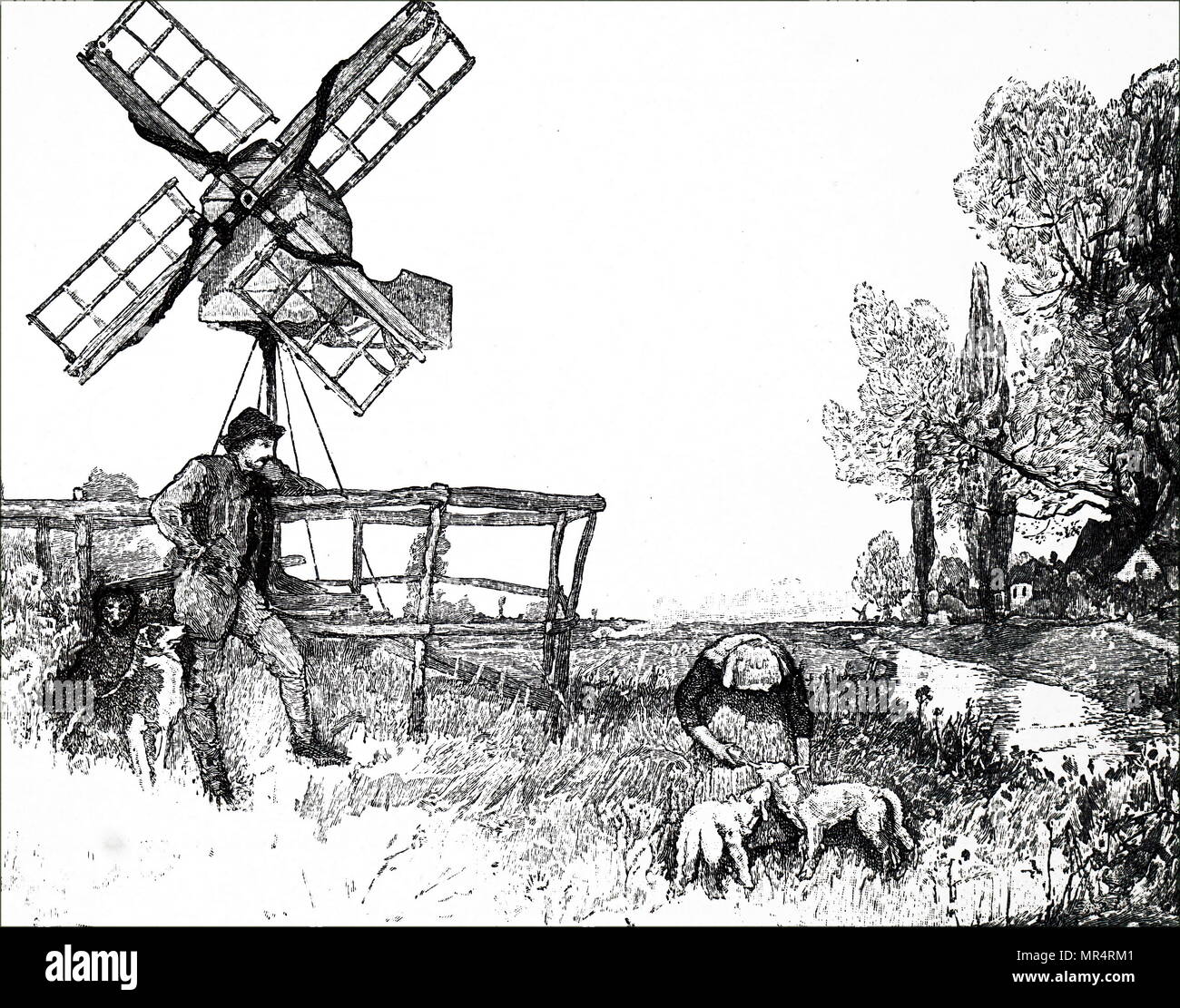 Engraving depicting a skeleton pump. This type of pump was used to ...