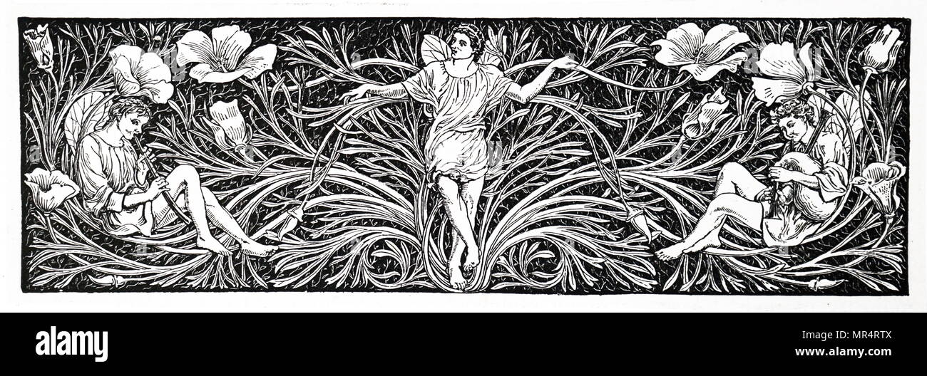 Headpiece depicting fairies and musicians by George Heywood Sumner ...