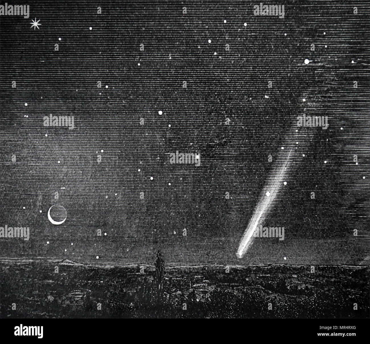 Engraving depicting The Great Comet of 1882, formally designated C/1882 ...