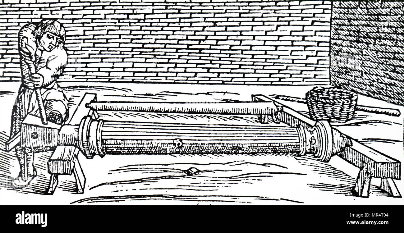 Engraving depicting the process of making patterns from which moulds ...