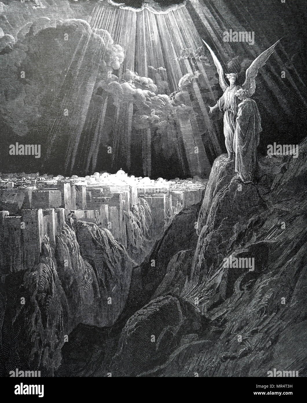 Engraving depicting the angel showing St John the New Jerusalem. Dated ...